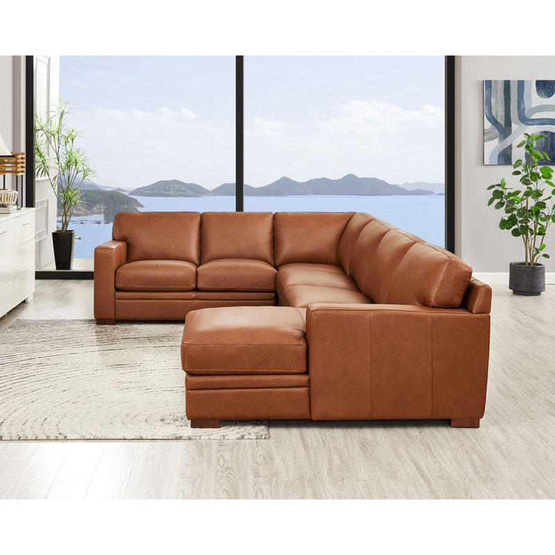 Leather corner sofa with chaise store